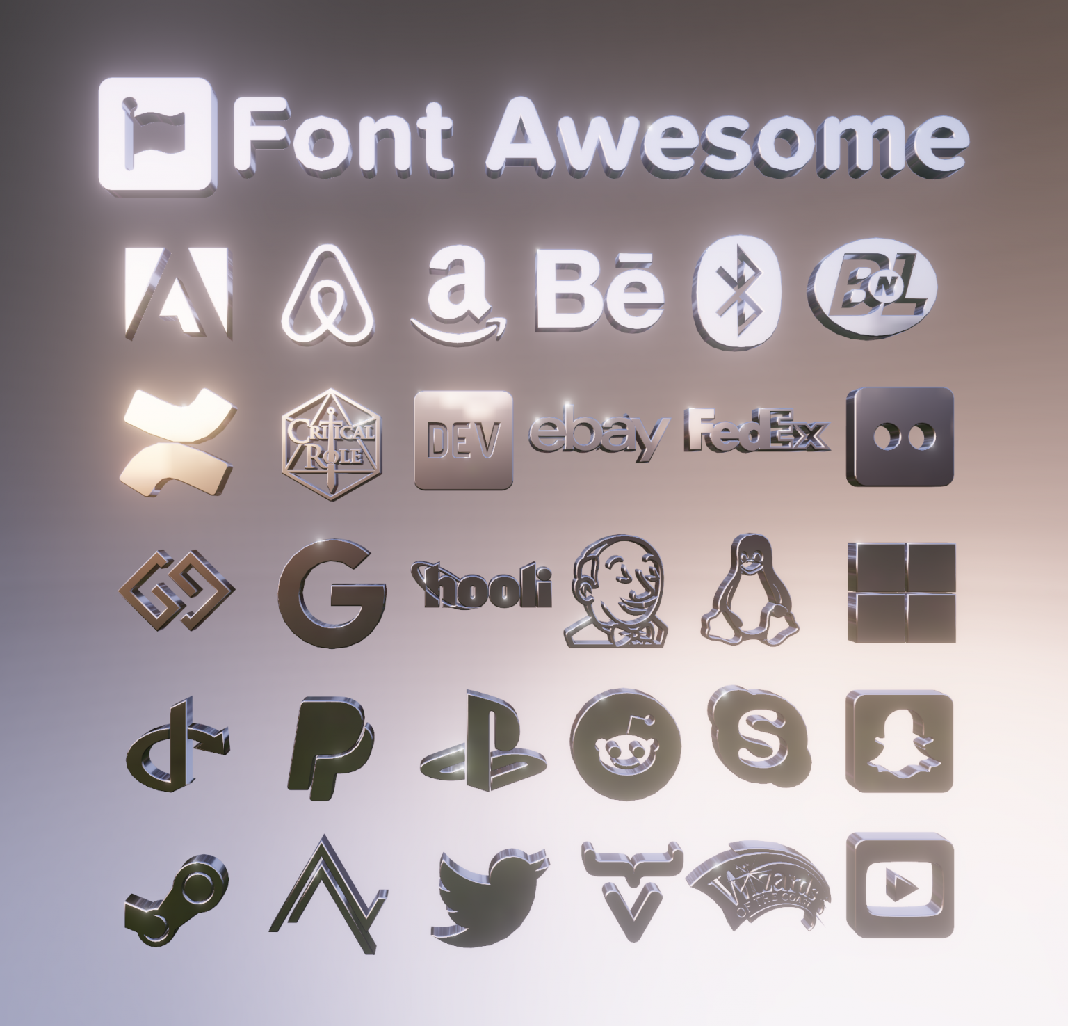 400 FontAwesome 3D Icons – Brands – Godot Assets Marketplace