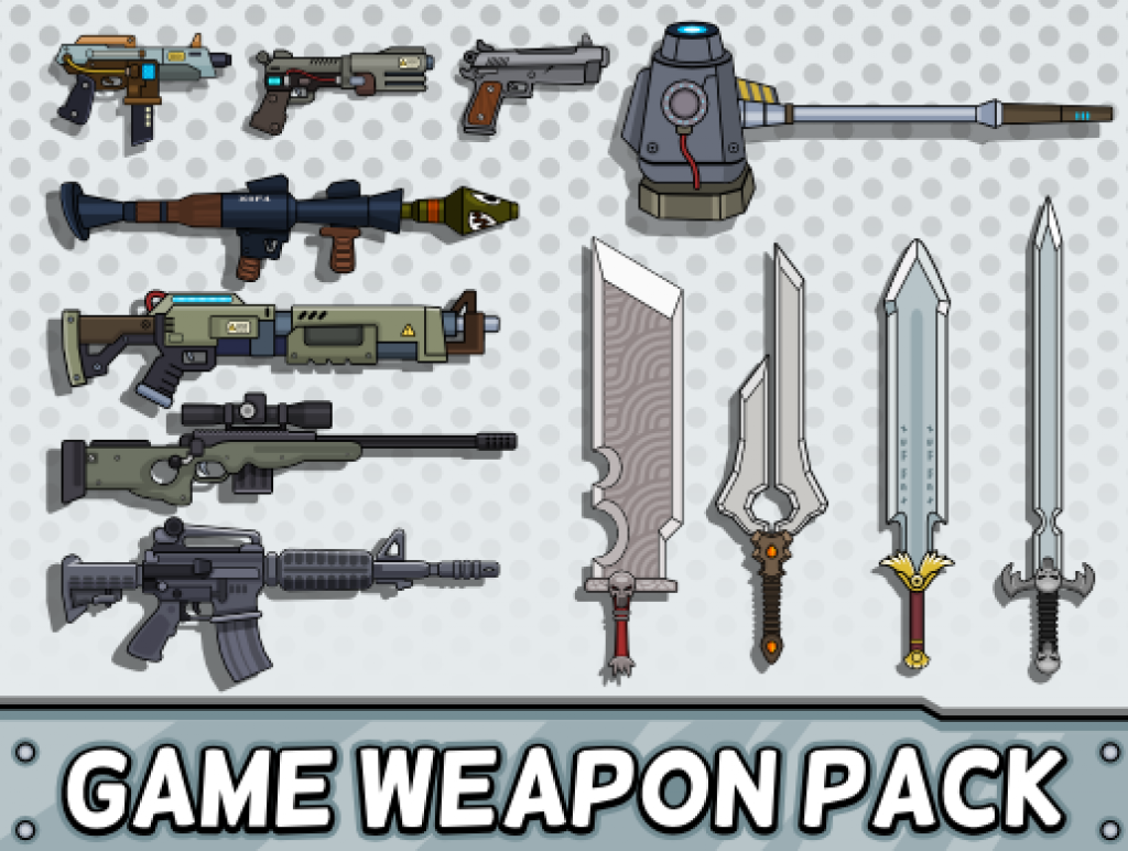 2d Weapons Pack – Fortnight and PUBG style – Godot Assets Marketplace